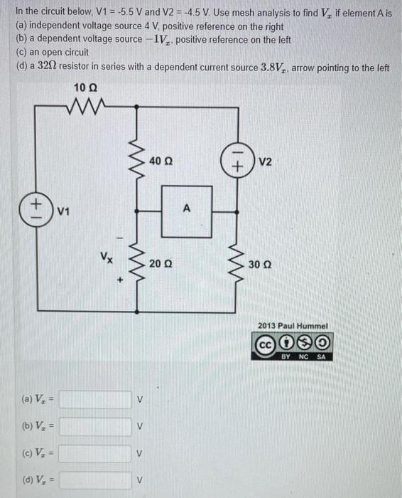 Solved In the circuit below, V1 = -5.5 V and V2 = -4.5 V. | Chegg.com