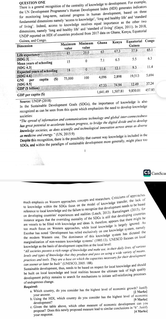 Solved QUESTION ONE There is a general recognition of the | Chegg.com