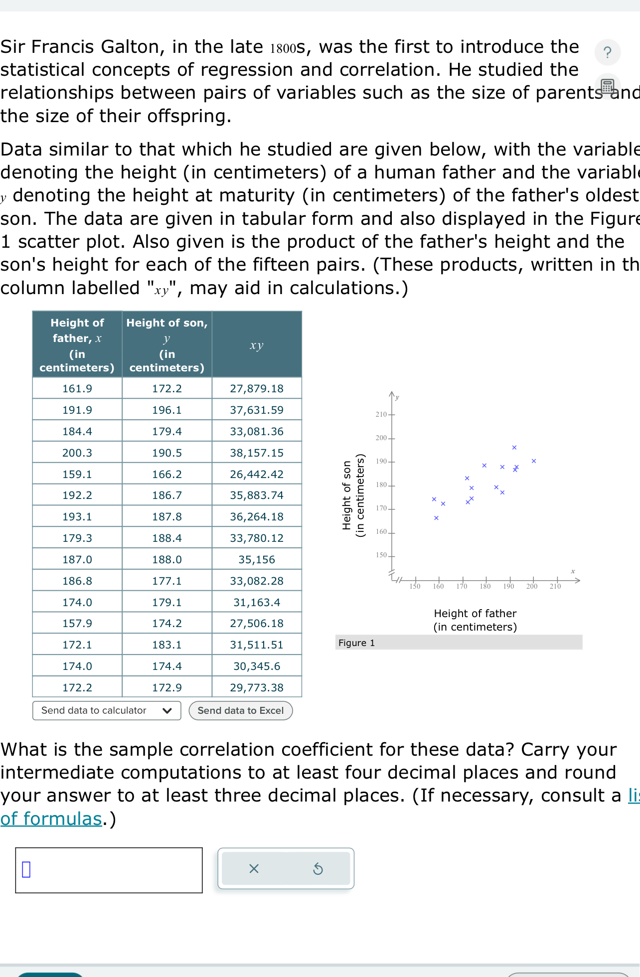 What is the sample correlation coefficient for these | Chegg.com