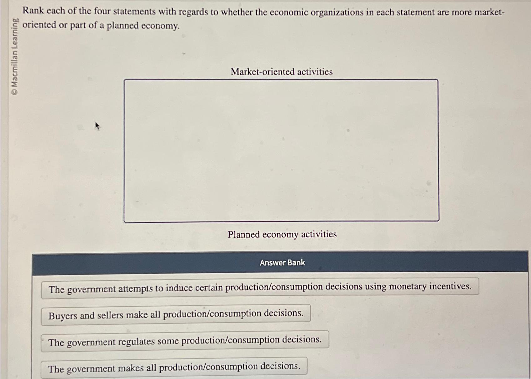 Solved Rank each of the four statements with regards to | Chegg.com