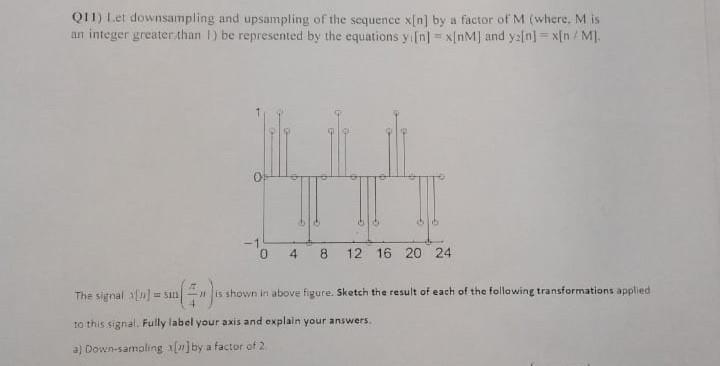 Solved Q11) Let downsampling and upsampling of the sequence | Chegg.com
