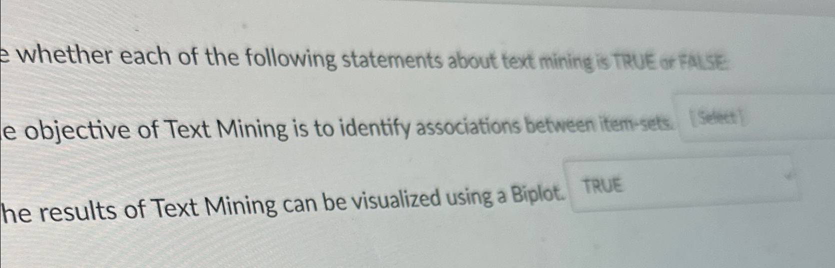 Solved Whether each of the following statements about text | Chegg.com