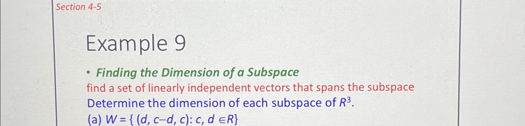Solved Section 4-5Example 9Finding the Dimension of a | Chegg.com