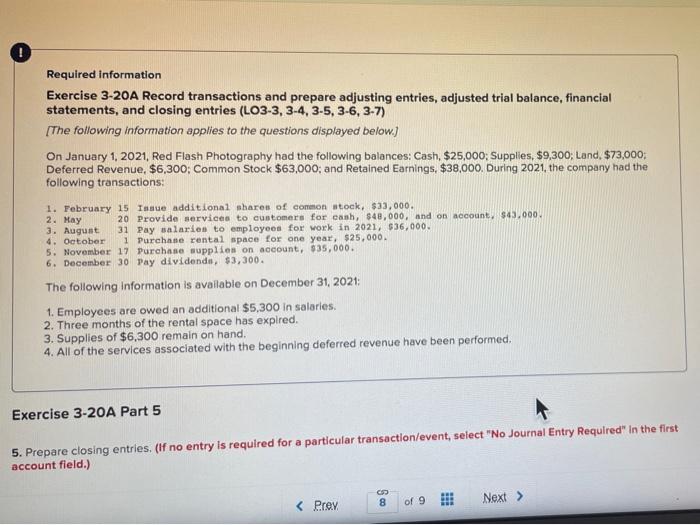 Solved Required information Exercise 3-20A Record | Chegg.com