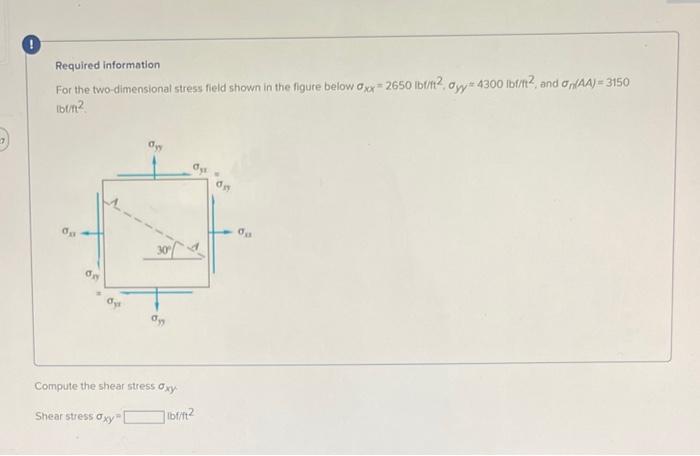 Solved Required information For the two-dimensional stress | Chegg.com