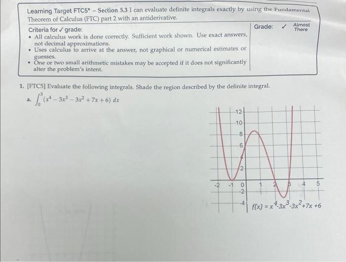 Solved Learning Target FTC5* - Section 5.3 I can evaluate | Chegg.com
