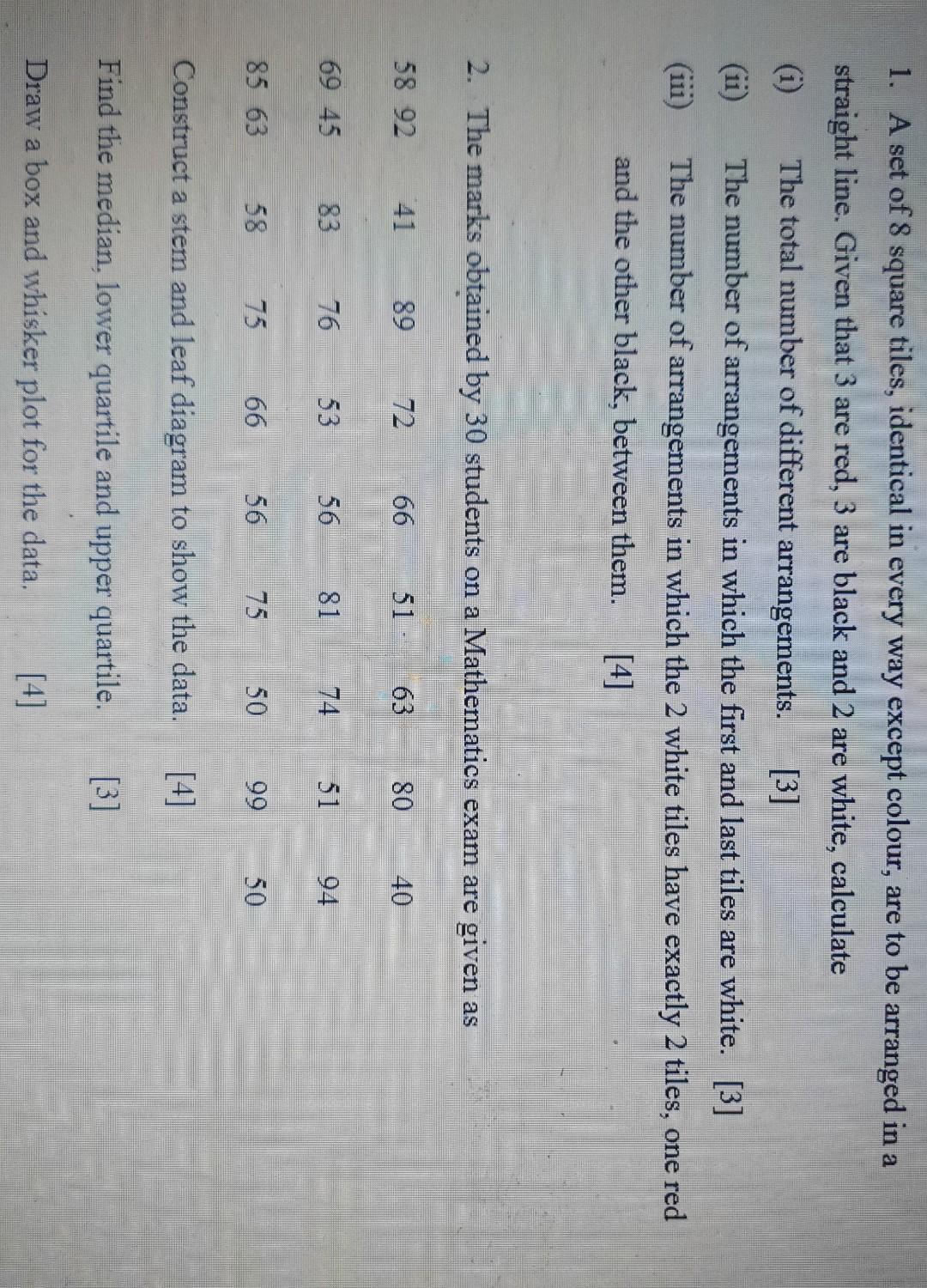 Solved 1. A set of 8 square tiles, identical in every way | Chegg.com