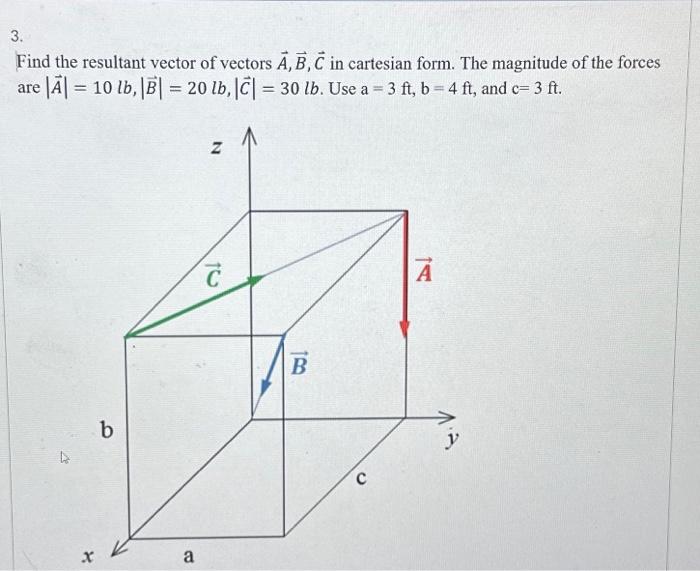 Solved 3. Find the resultant vector of vectors A, B, C in | Chegg.com
