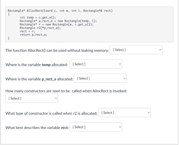 Solved Rectangle Allocrect Coord C Int W Int 2