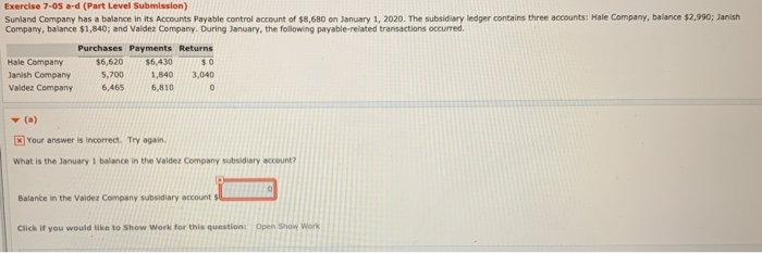Solved Exercise 7-05 a-d (Part Level Submission) Sunland | Chegg.com