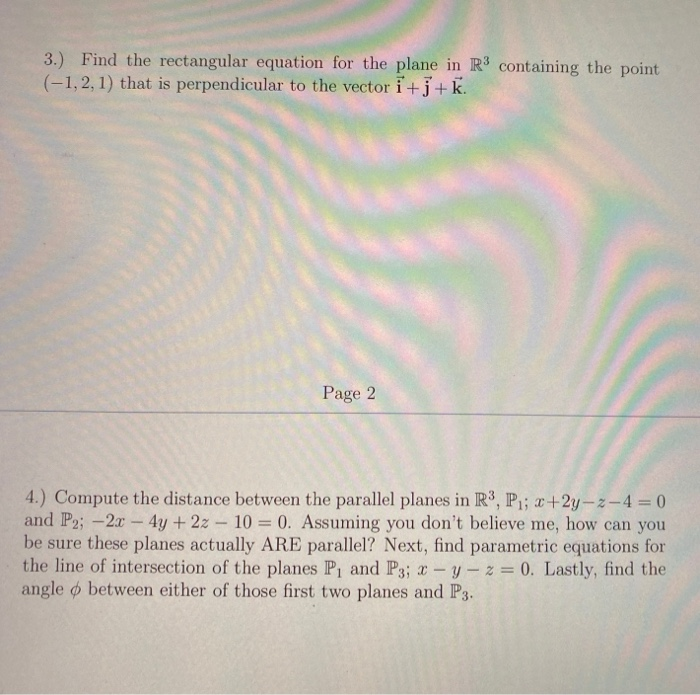 Solved 3.) Find the rectangular equation for the plane in R3 | Chegg.com