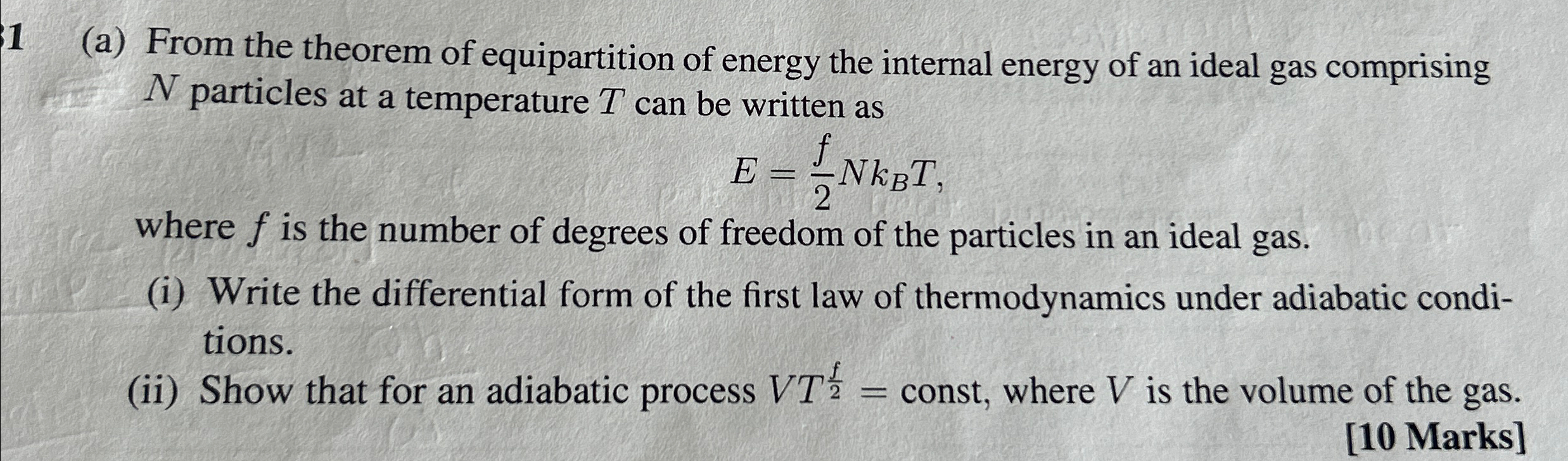 Solved (a) ﻿From the theorem of equipartition of energy the | Chegg.com