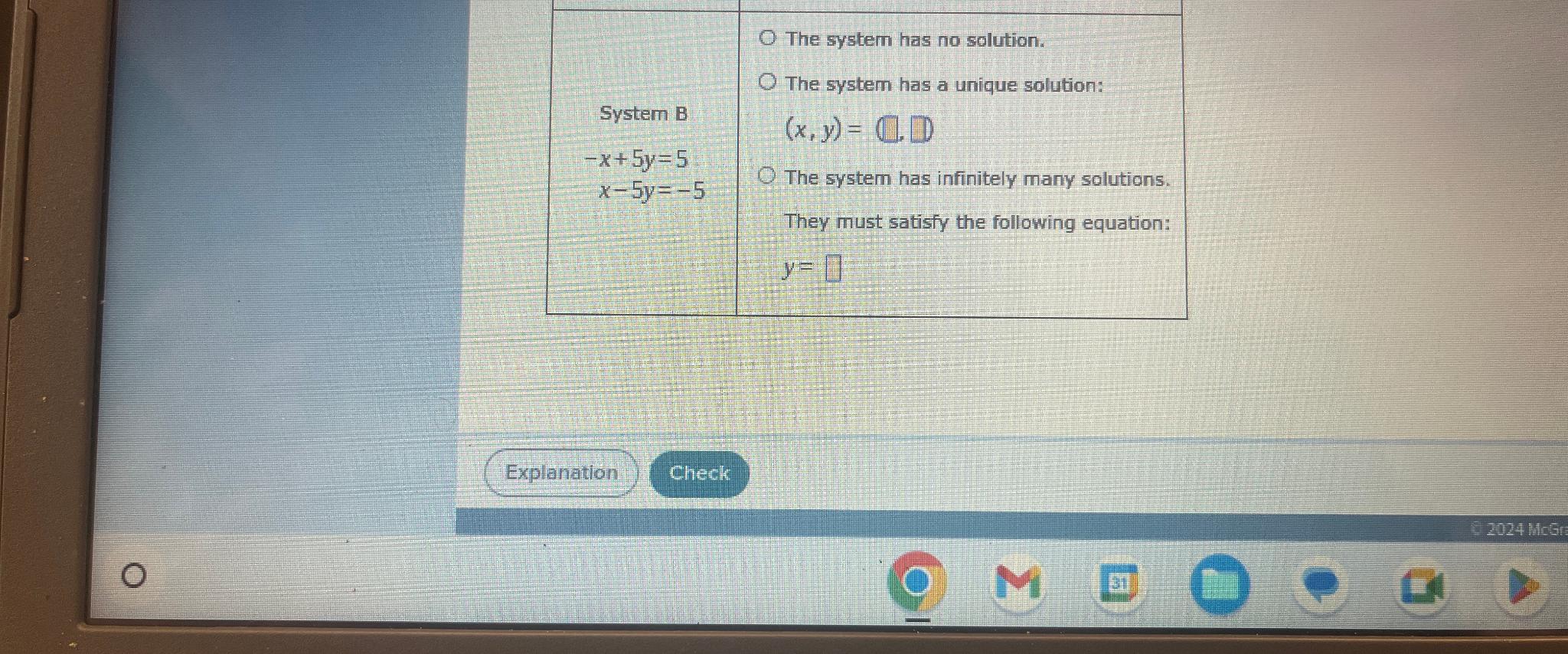 Solved The system has no solution.The system has a unique | Chegg.com