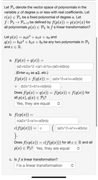 Solved Let Pn denote the vector space of polynomials in the | Chegg.com