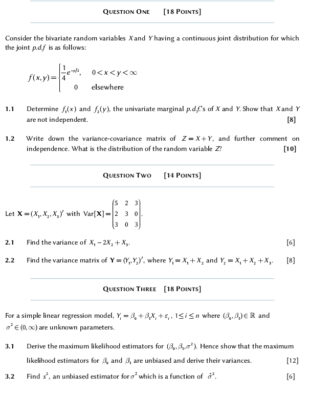 Solved QUESTION ONE[18 ﻿PoInTS]Consider the bivariate random | Chegg.com
