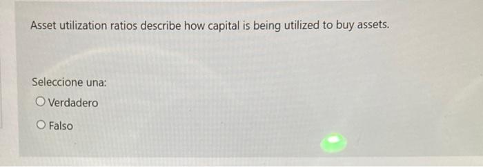 Solved Asset Utilization Ratios Describe How Capital Is