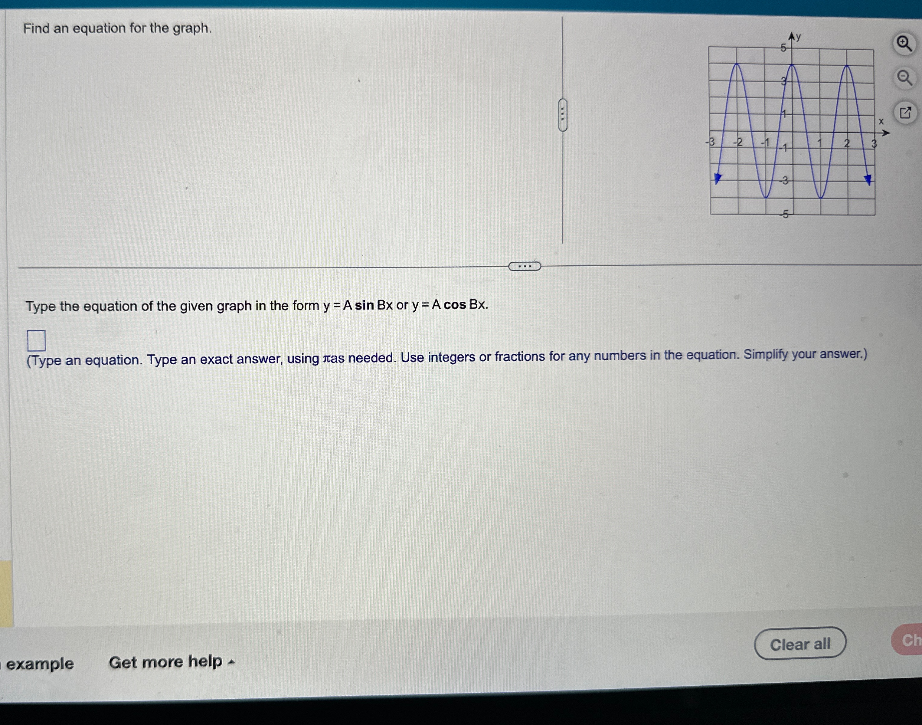Solved Find an equation for the graph.Type the equation of | Chegg.com