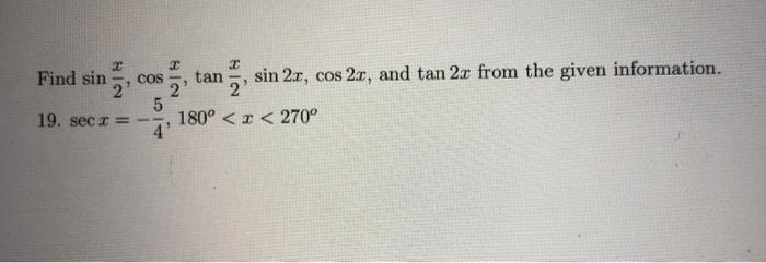 Solved Find sin COS tan sin 2.c, cos 2:, and tan 2x from the | Chegg.com