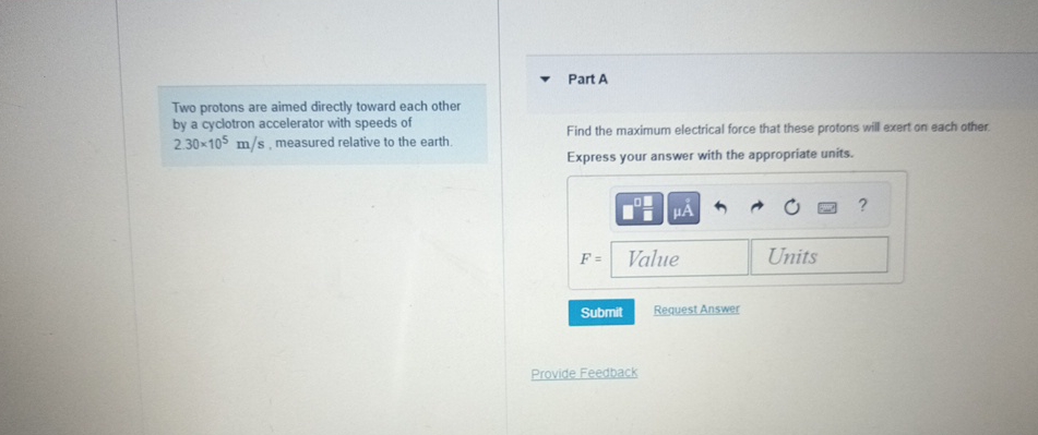 Solved Two protons are aimed directly toward each other by a | Chegg.com