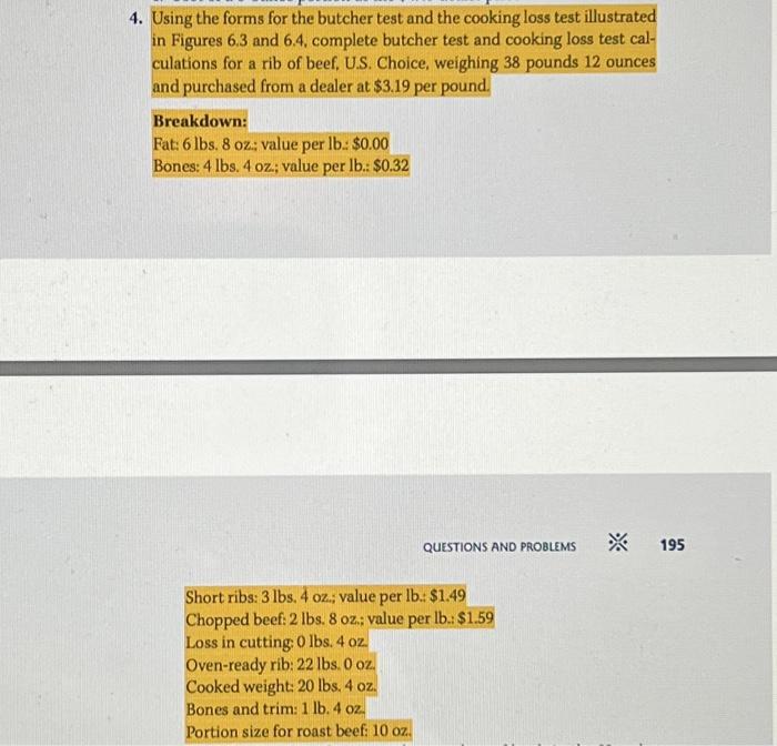 4. Using the forms for the butcher test and the | Chegg.com