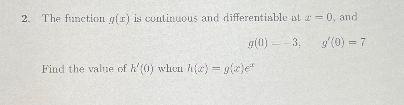 Solved The function g(x) ﻿is continuous and differentiable | Chegg.com