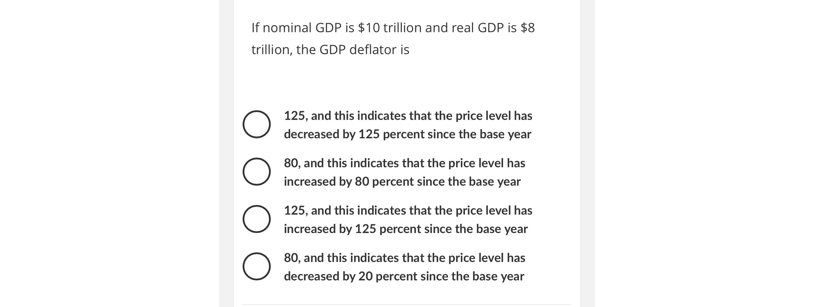 Solved If nominal GDP is $10 ﻿trillion and real GDP is $8 | Chegg.com