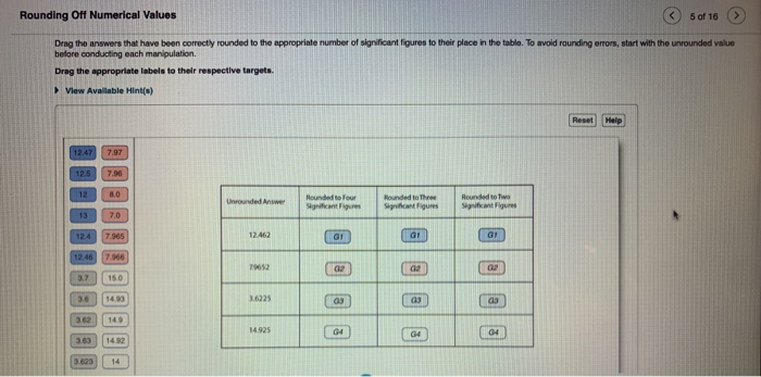 Solved Rounding Off Numerical Values 5 of 16 > Drag the | Chegg.com