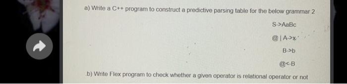 Solved a) Write a C++ program to construct a predictive | Chegg.com