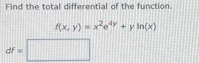 Solved Find the total differential of the function. | Chegg.com