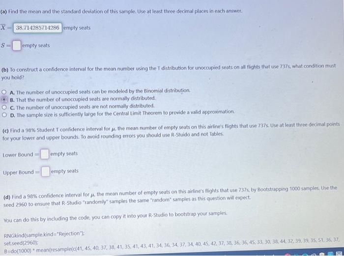 Solved A certain airline wishes to estimate the mean number | Chegg.com