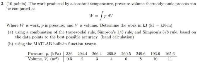 Solved (10 points) The work produced by a constant | Chegg.com