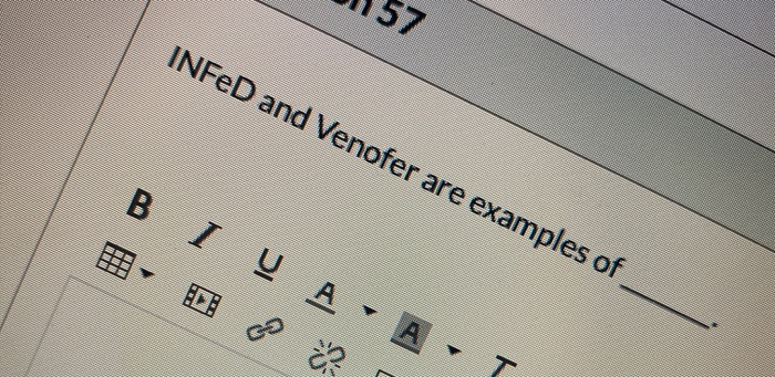 Solved 57 INFeD and Venofer are examples of B I U AA ΠΗ CO | Chegg.com