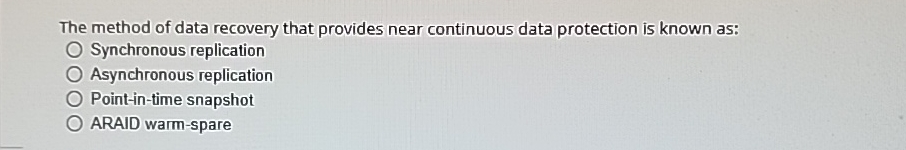 Solved The method of data recovery that provides near | Chegg.com