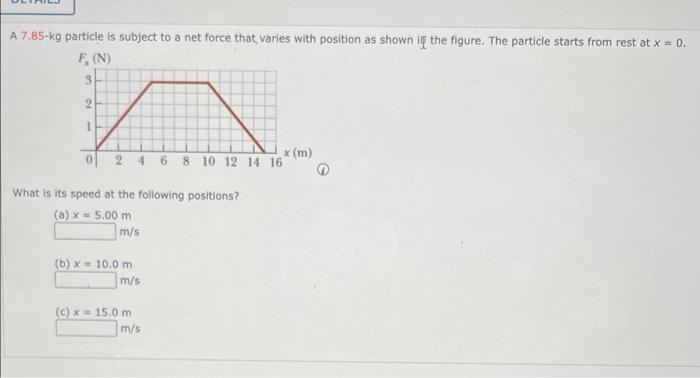 Solved A 7.85-kg particle is subject to a net force that | Chegg.com