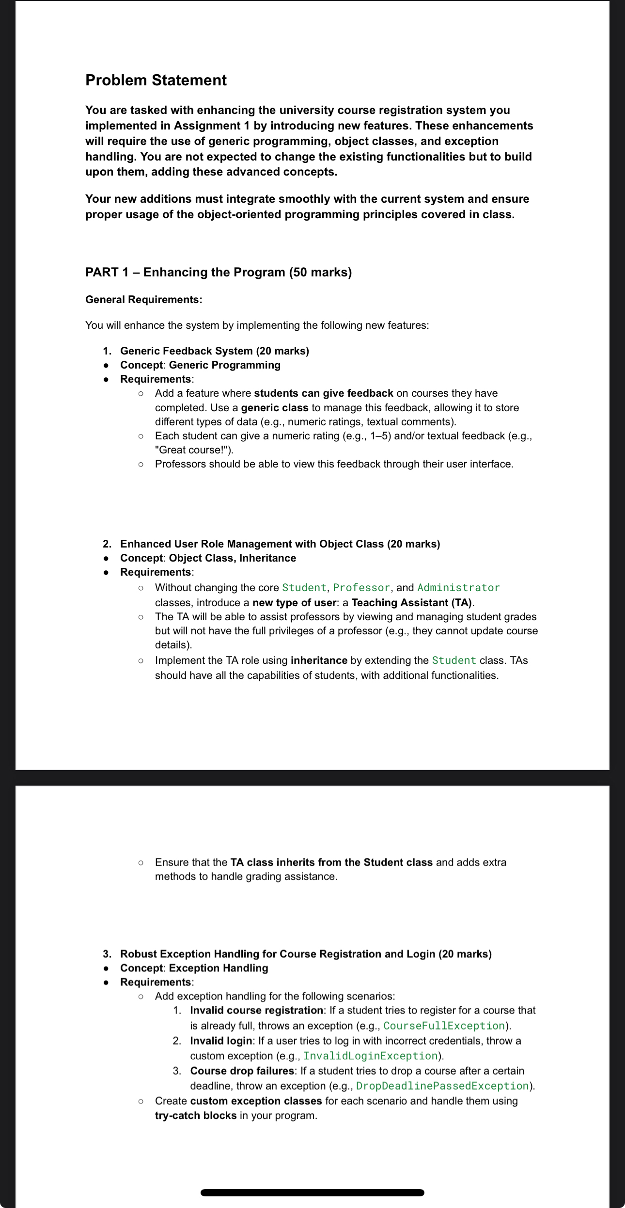 Solved Problem StatementYou are tasked with enhancing the | Chegg.com