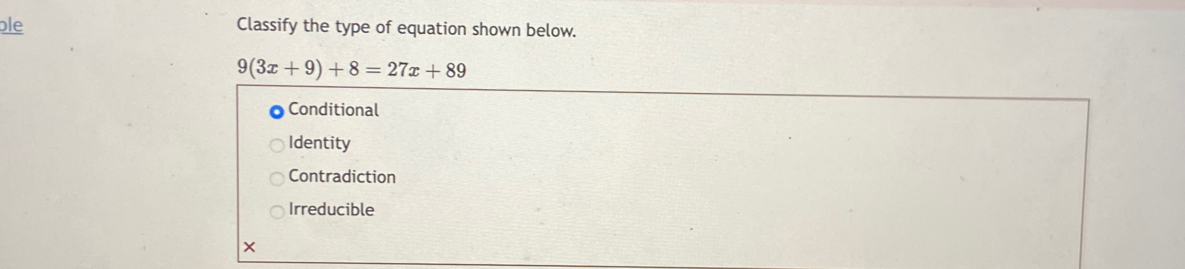 Solved Classify the type of equation shown | Chegg.com