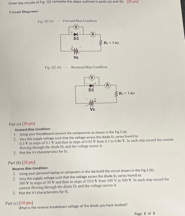 Solved Given the circuits of Fig. Q2 complete the steps | Chegg.com