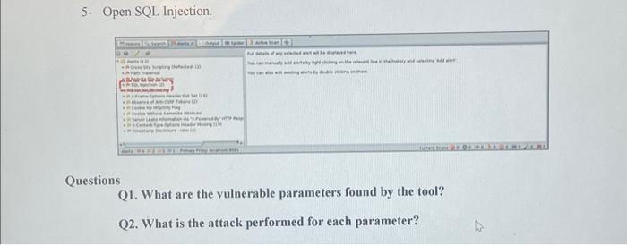 Solved 5- Open SQL Injection. Questions Q1. What are the | Chegg.com