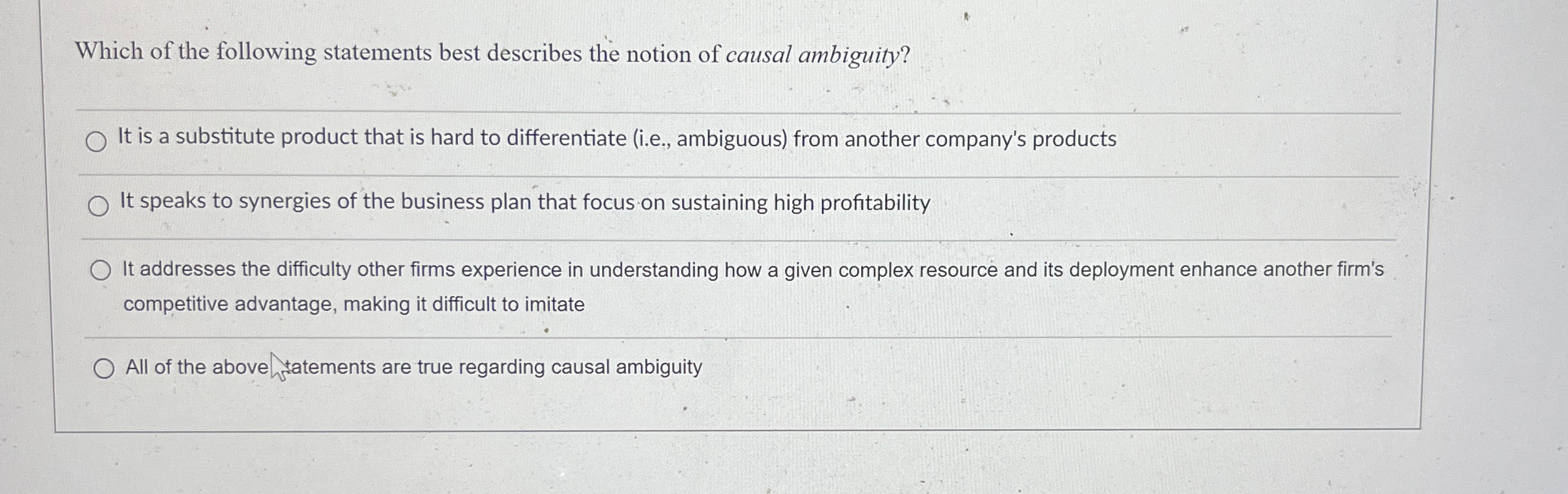 Solved Which of the following statements best describes the | Chegg.com