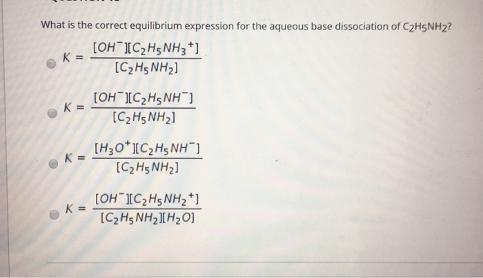 Solved What is the correct equilibrium expression for the | Chegg.com