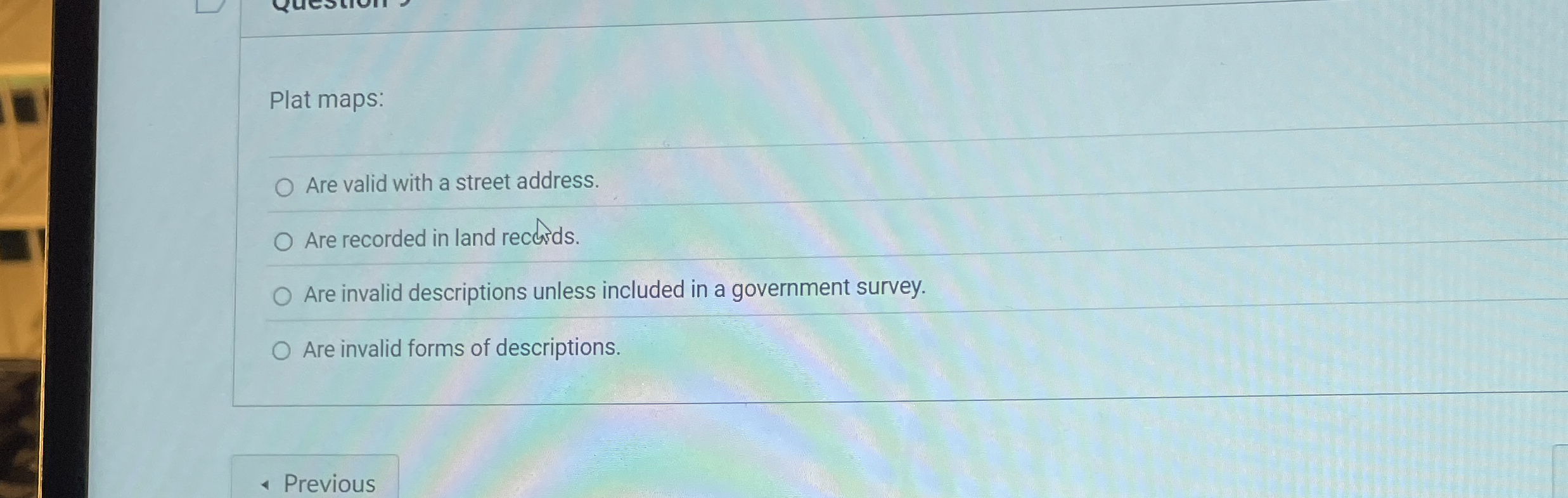 Solved Plat maps:Are valid with a street address.Are | Chegg.com