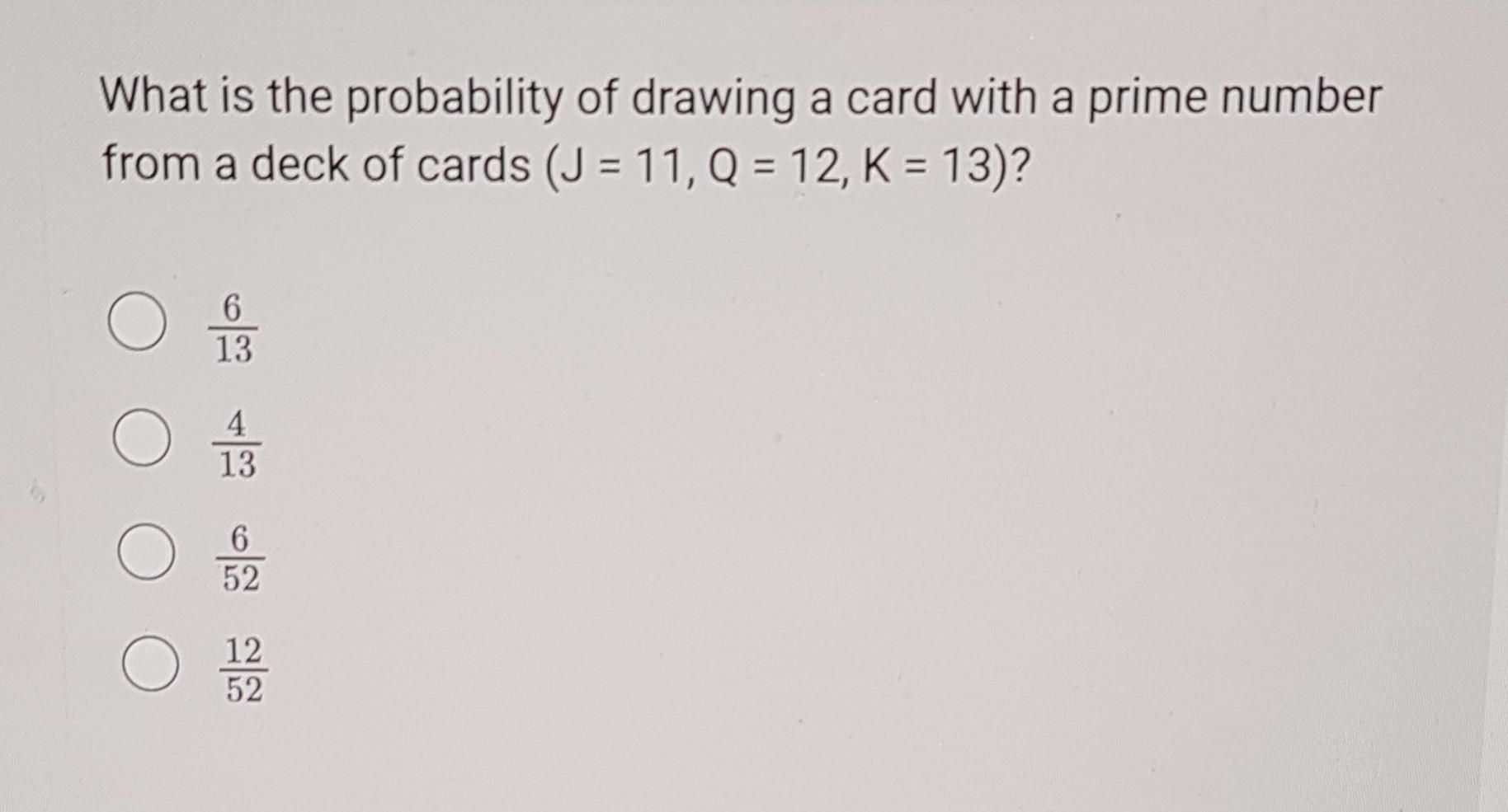 Solved What is the probability of drawing a card with a | Chegg.com