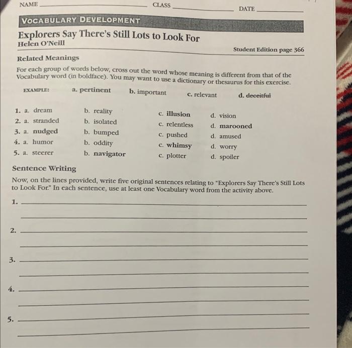 Related Meanings For each group of words below, cross | Chegg.com