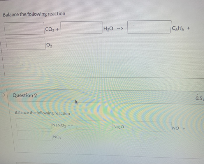 Solved Balance the following reaction CO2 + H20 --> C. Ho + | Chegg.com