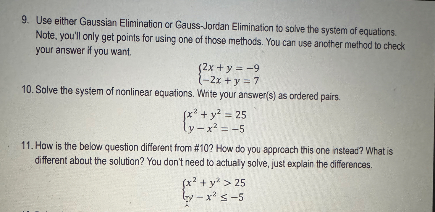 Solved Use either Gaussian Elimination or Gauss-Jordan | Chegg.com