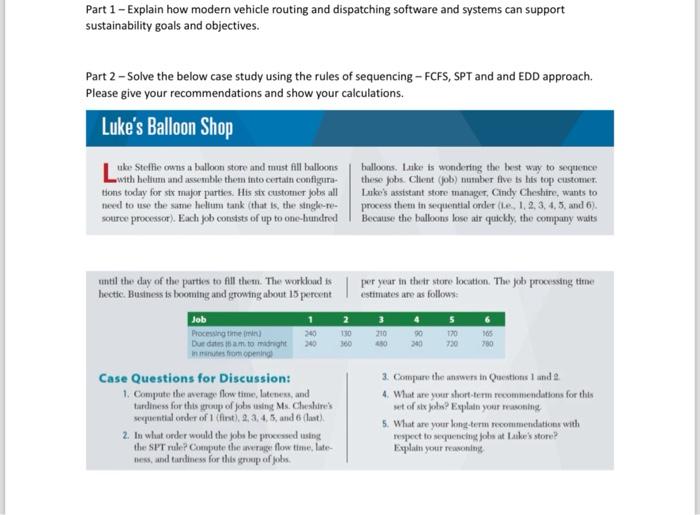 Solved Part 1 - Explain how modern vehicle routing and | Chegg.com