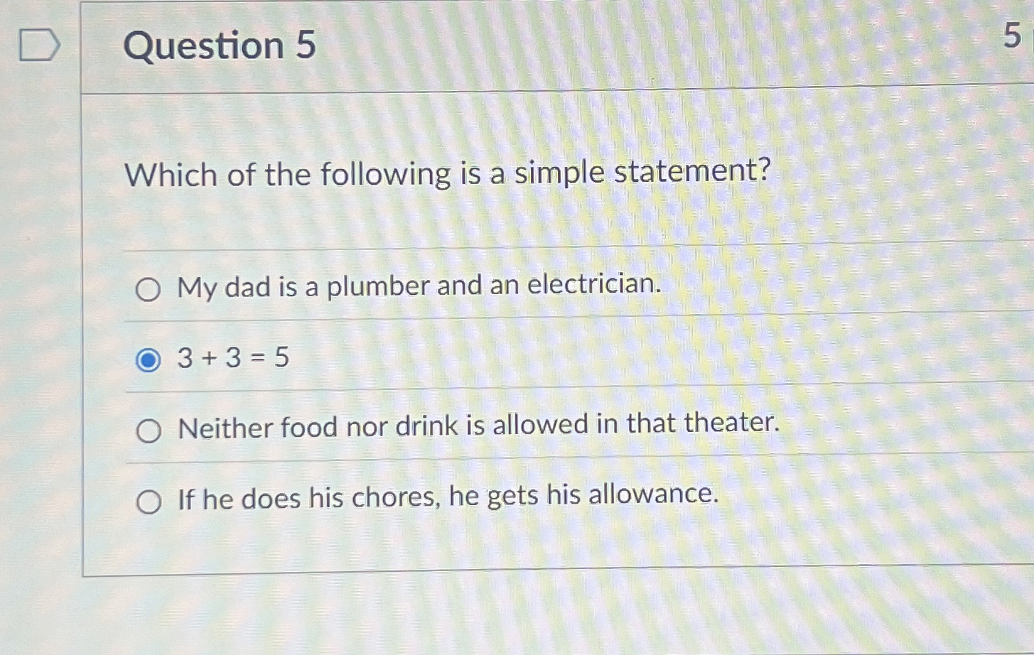 Solved Question 5Which of the following is a simple | Chegg.com