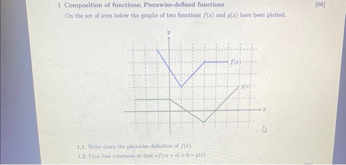 Solved 1 Composition of functions; Piecewise-defined | Chegg.com