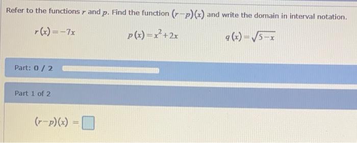 Solved Refer to the functions r and p. Find the function | Chegg.com
