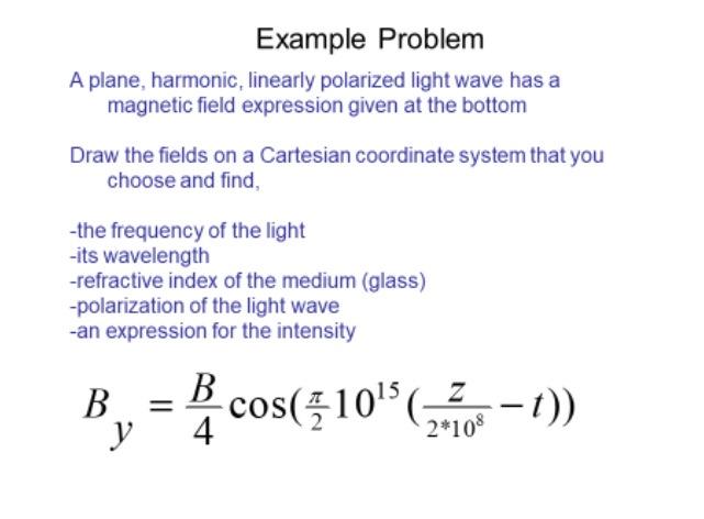 Solved Example Problem A plane, harmonic, linearly polarized | Chegg.com